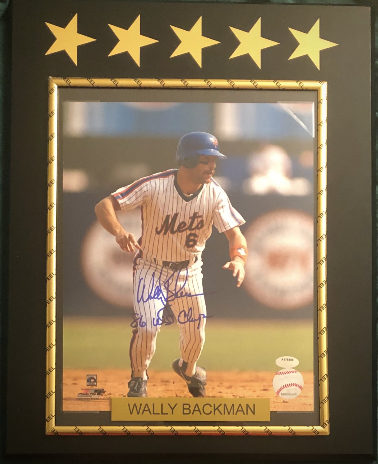 Wally Backman #6 N.Y. Mets Autographed Custom Photo Plaque