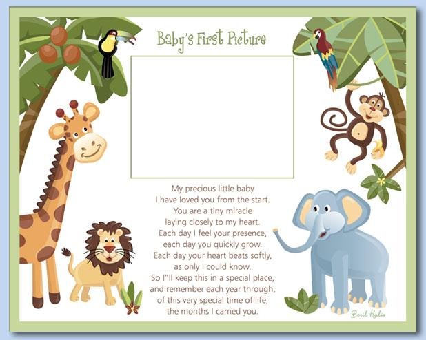 SAFARI JUNGLE ANIMALS 8"x10" BABY ULTRASOUND POEM PRINT