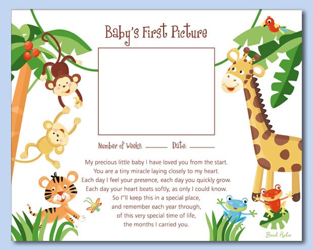 RAINFOREST JUNGLE MONKEY BABY ULTRASOUND POEM PRINT