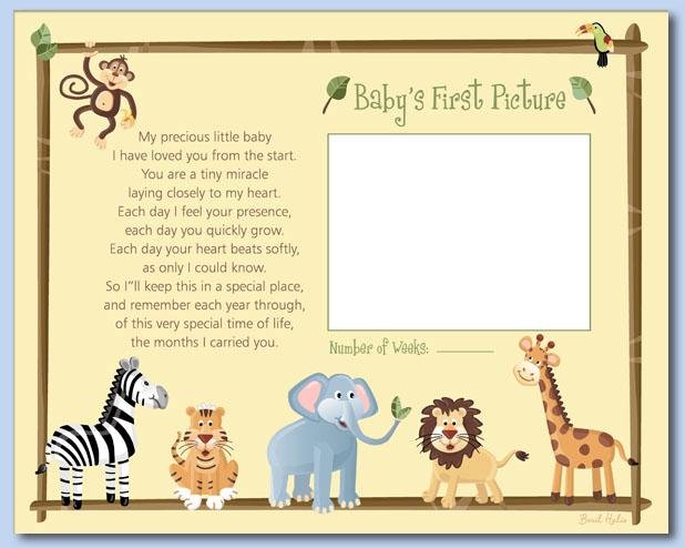 JUNGLE SAFARI ANIMALS 8"x10" BABY ULTRASOUND POEM PRINT