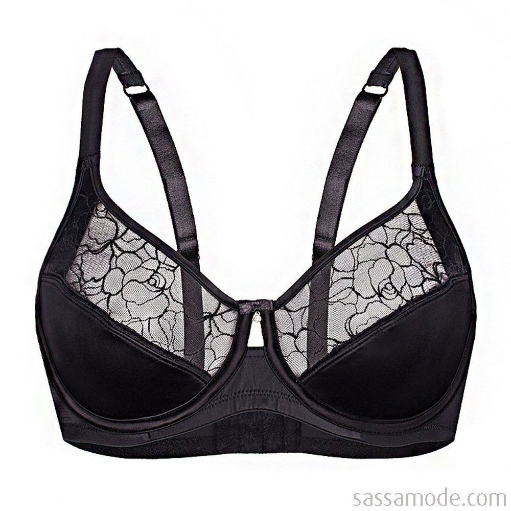Full Figure Semi Sheer Lace Underwire Bra Sassa Mode 24441