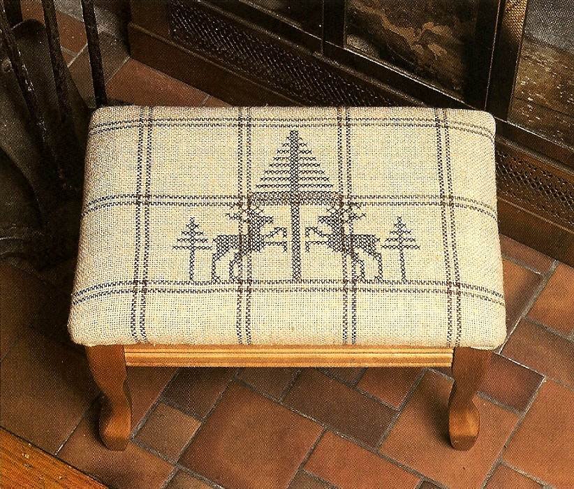 Y687 Cross Stitch PATTERN ONLY Charming Footstool Cover Reindeer ...