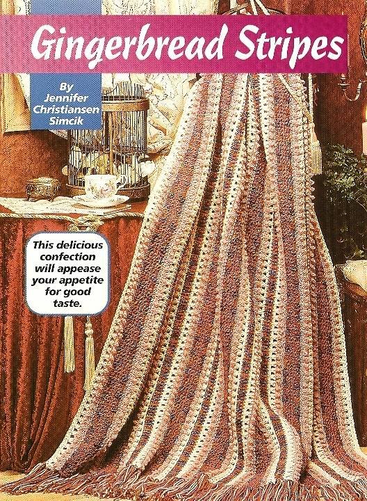 Y199 Crochet PATTERN ONLY Gingerbread Stripes Afghan Throw Pattern