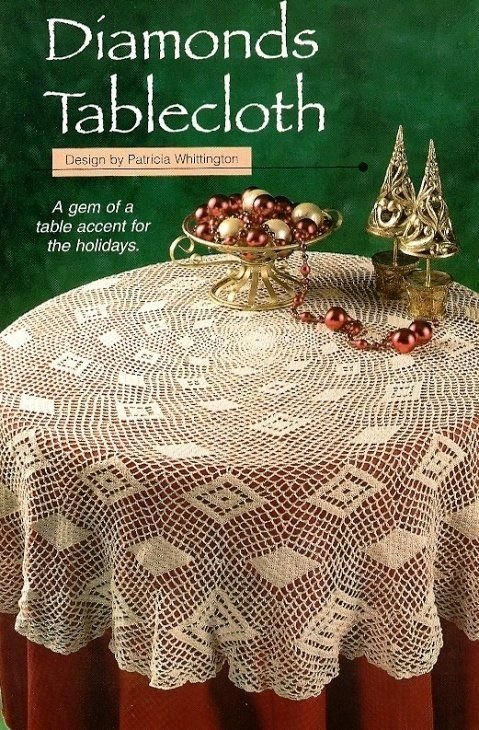 X799 Crochet PATTERN ONLY Diamonds Motif Tablecloth Table Cloth
