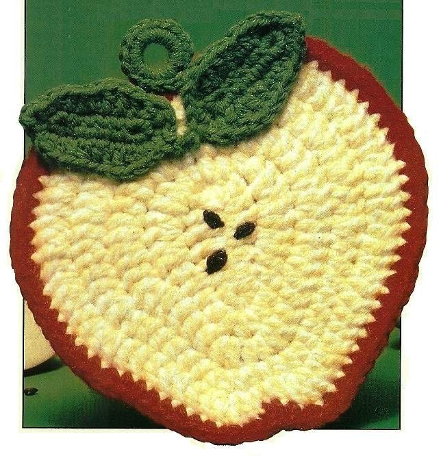 Y739 Crochet PATTERN ONLY Apple Slice Potholder Pattern