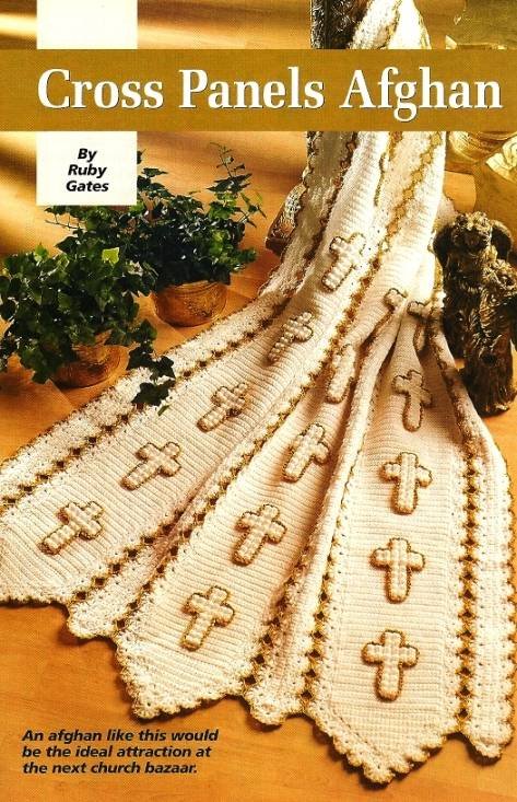 X384 Crochet PATTERN ONLY Cross Panels Afghan Pattern