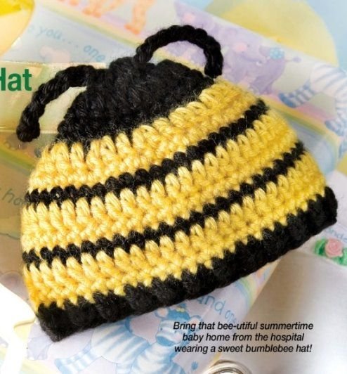 W377 Crochet PATTERN ONLY Newborn Baby Bumblebee Hat Pattern
