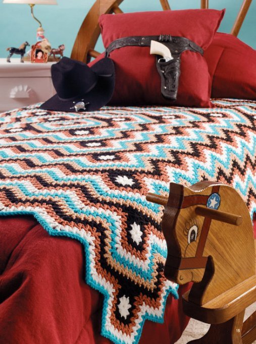 W712 Crochet PATTERN ONLY Granny Poncho & Aztec Ripple Afghan Patterns