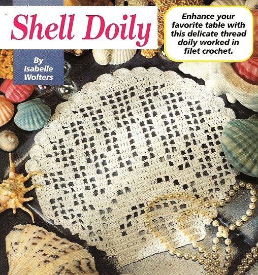 Z062 Filet Crochet PATTERN ONLY Seashell Shell Doily Pattern