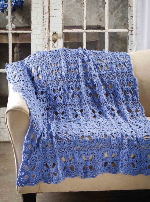 Z092 Crochet PATTERN ONLY Bluebonnet Throw Afghan Pattern