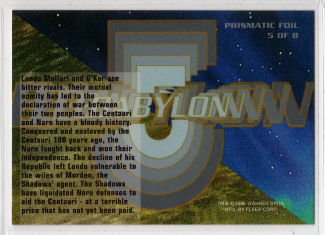 Babylon 5 Series One Prismatic Foil 5 of 8 Chase Card (Fleer Ultra ...