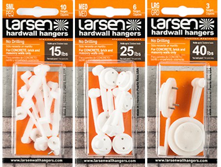Combo Larsen Products Hardwall Hangers 15, 25 & 40 lbs (Clavitos Magicos)