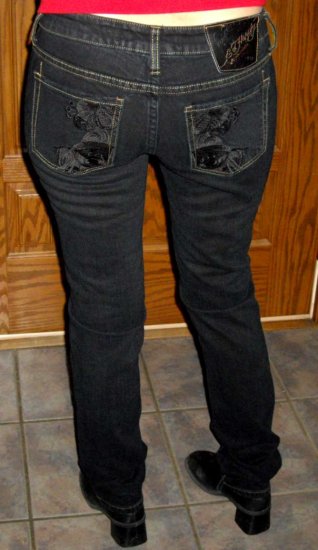 $198 ED HARDY GEISHA Girl Black SKINNY jeans-27 NEW