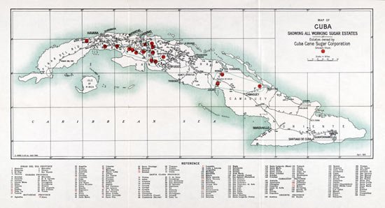 Cuba Cuban Caribbean Sugar Estates Historical map