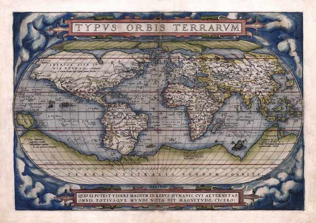 World Map 1571 by Abraham Ortelius
