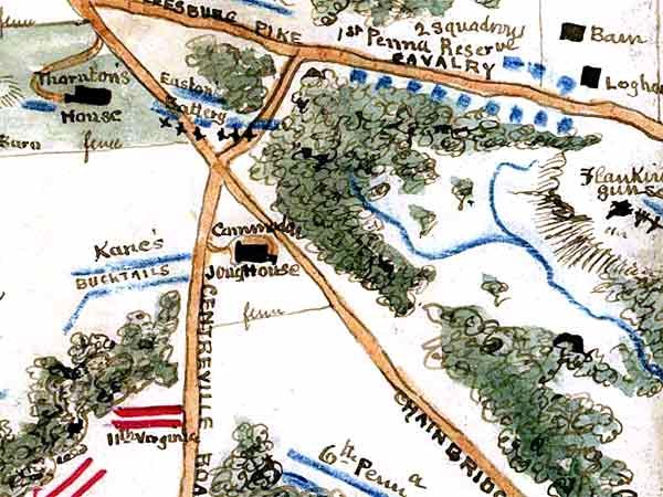 Dranesville Battle Virginia 1861 Civil War map by Sneden