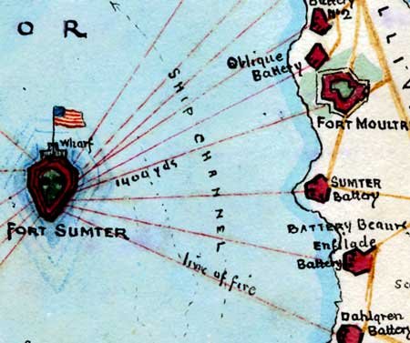 Charleston Harbor Fort Sumter Bombardment South Carolina 1861 Civil War ...