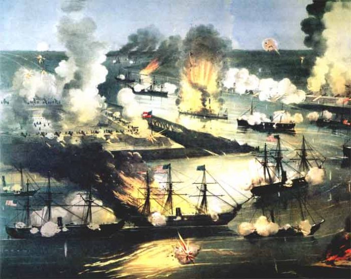 Splendid Naval Triumph Civil War canvas art print Currier and Ives