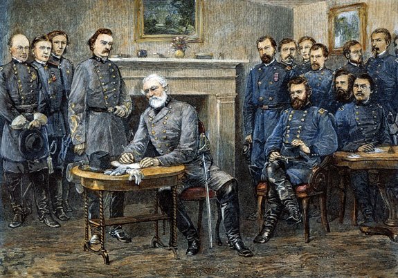 Lee Surrenders to Grant Appomattox Court Civil War art print by Waud