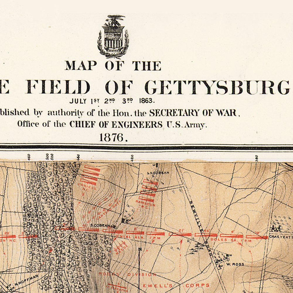 Gettysburg Battle Map 1st Day July 1 Civil War Canvas Print Bachelder