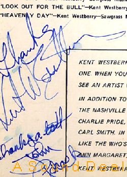 KENT WESTBERRY RARE PRIVATE SONGWRITER LP AUTOGRAPHED