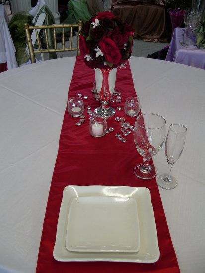 Red Satin Table Runners
