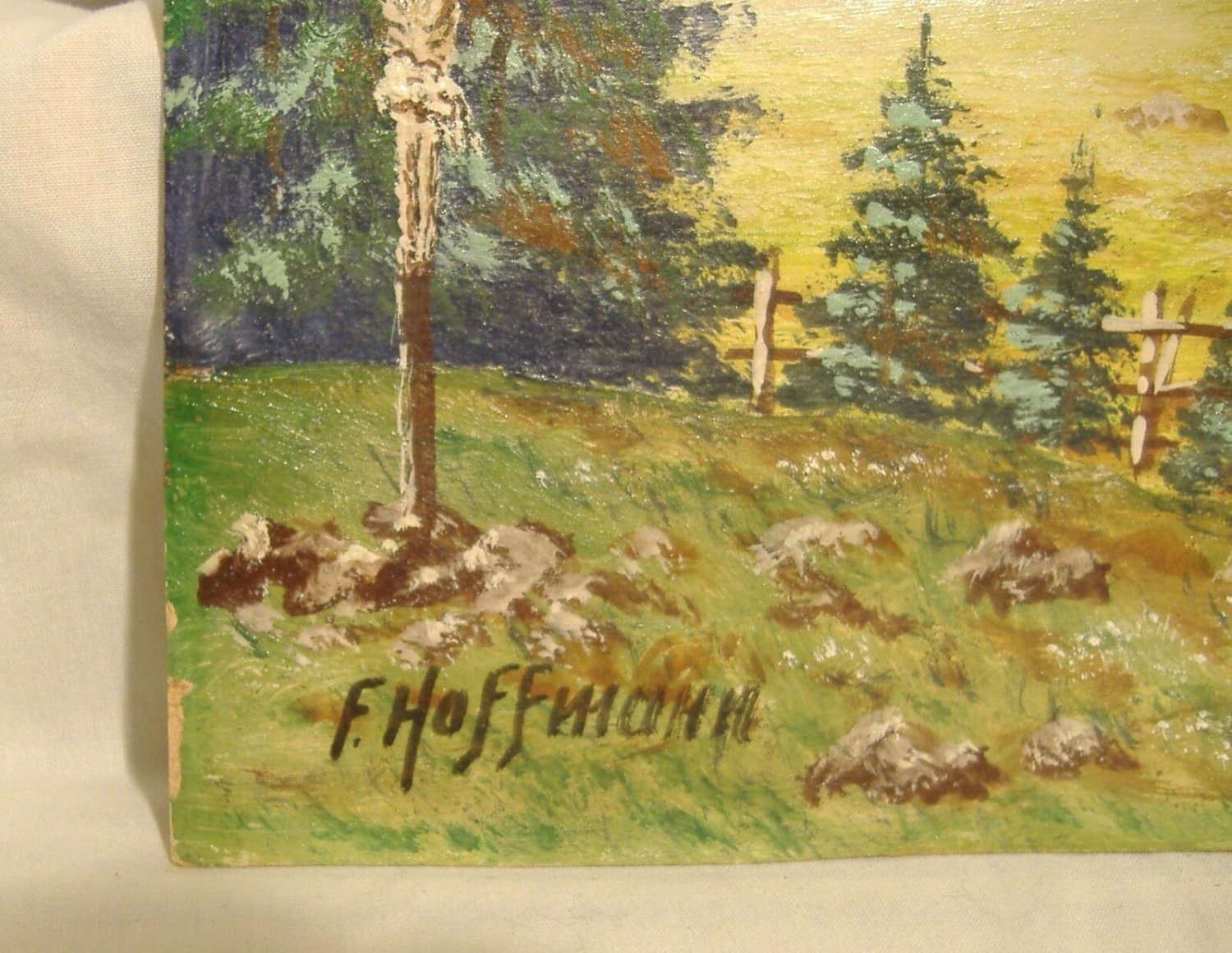 F. Hoffmann Germany Landscape Painting Garmisch Mountains Gouache ...