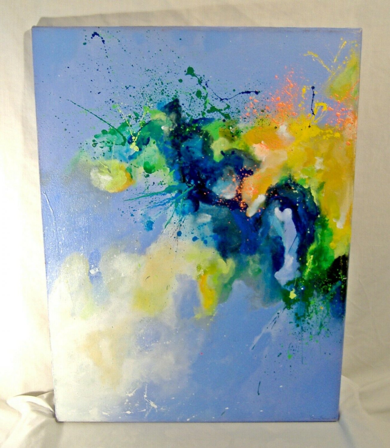 Abstract Finger Painting Acrylic Stretched Canvas Florida Artist