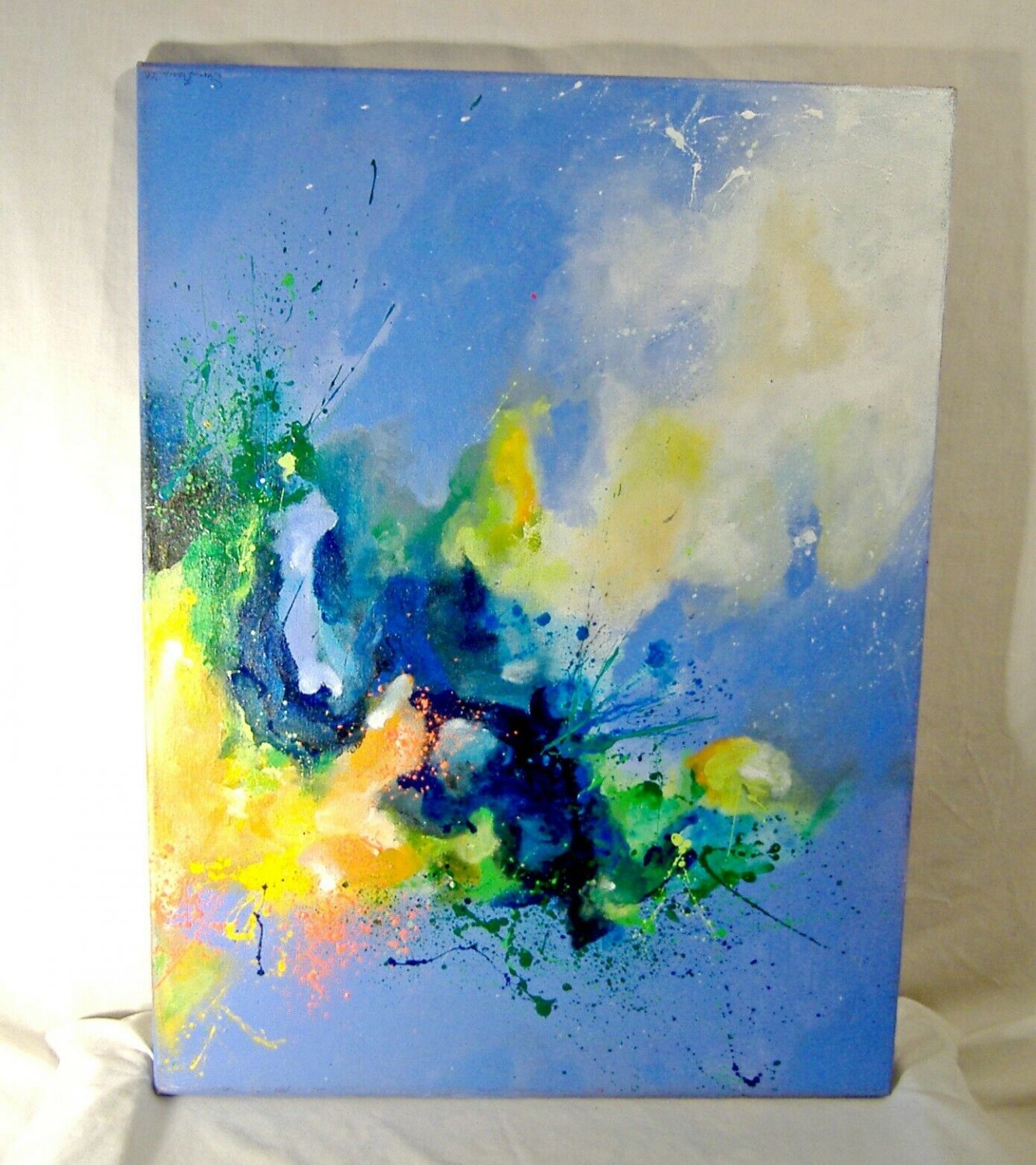 Abstract Finger Painting Acrylic Stretched Canvas Florida Artist