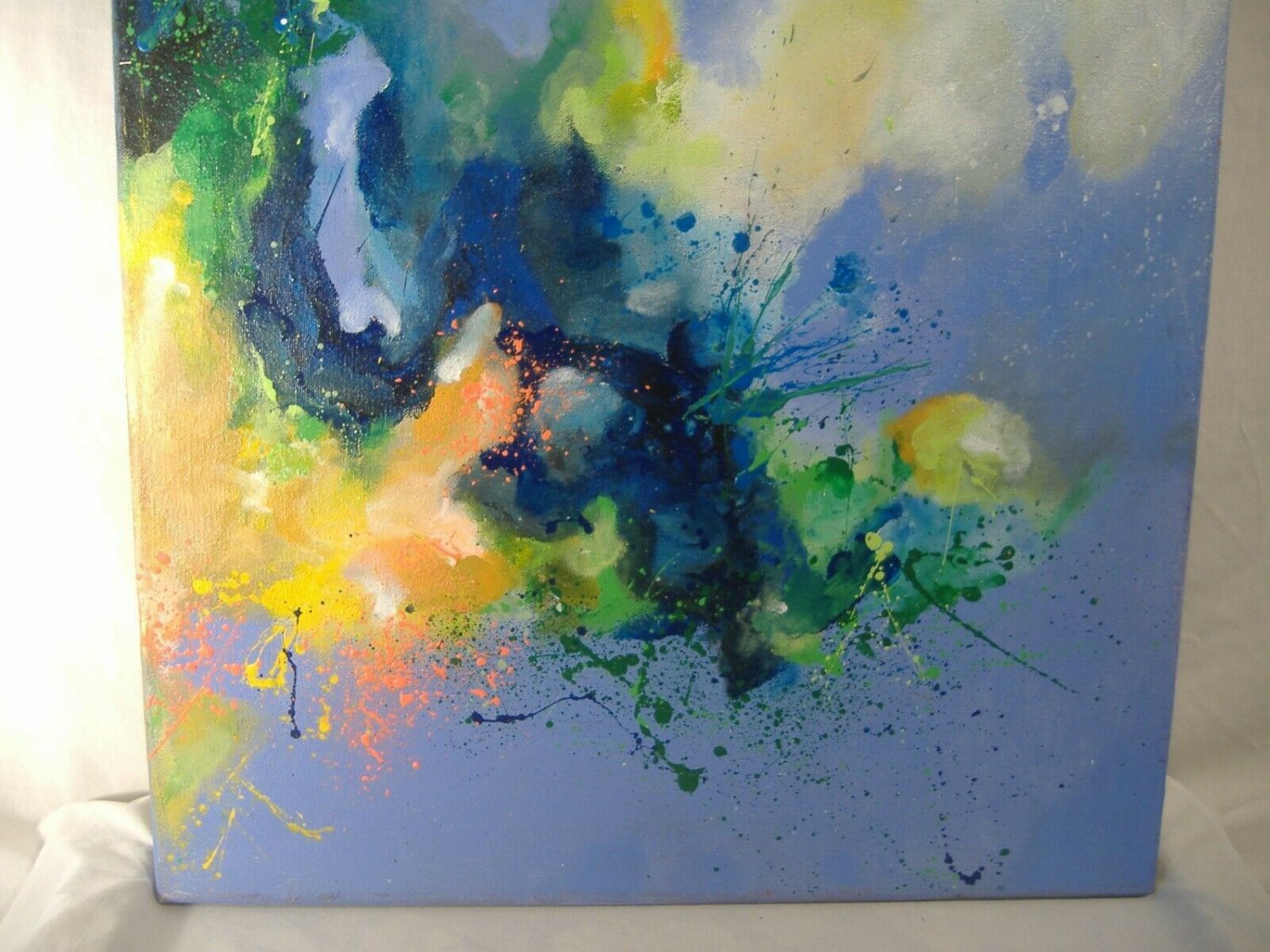 Abstract Finger Painting Acrylic Stretched Canvas Florida Artist