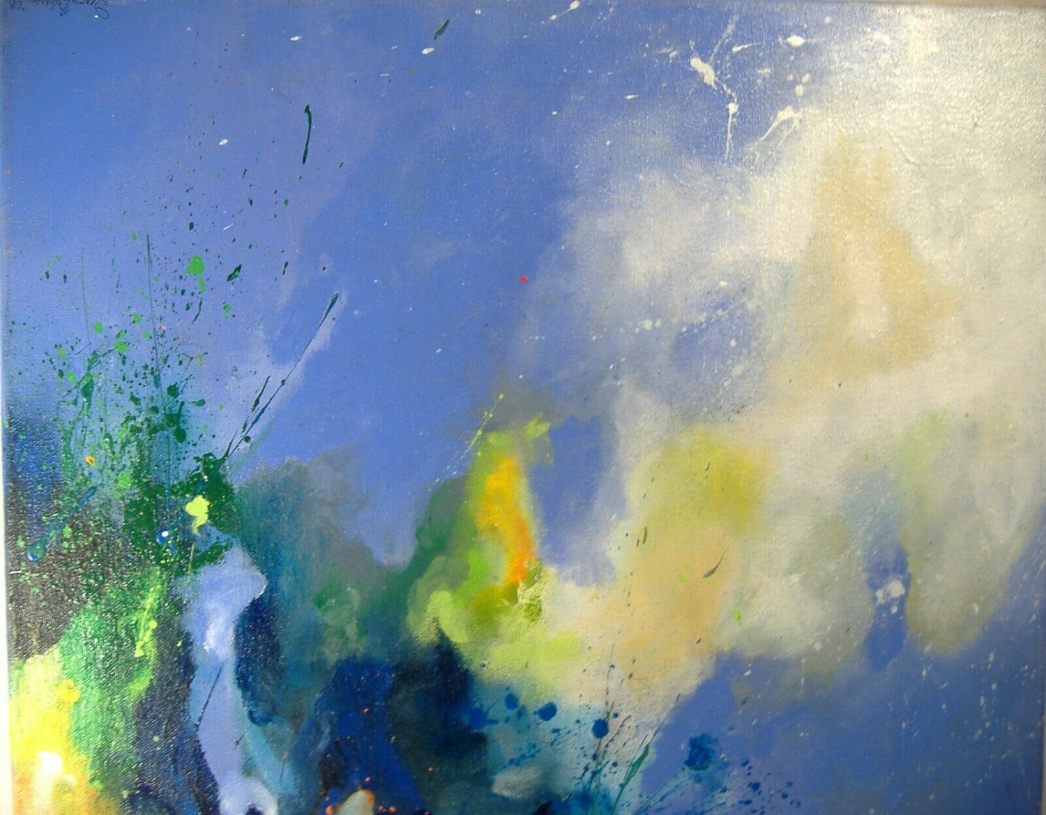 Abstract Finger Painting Acrylic Stretched Canvas Florida Artist