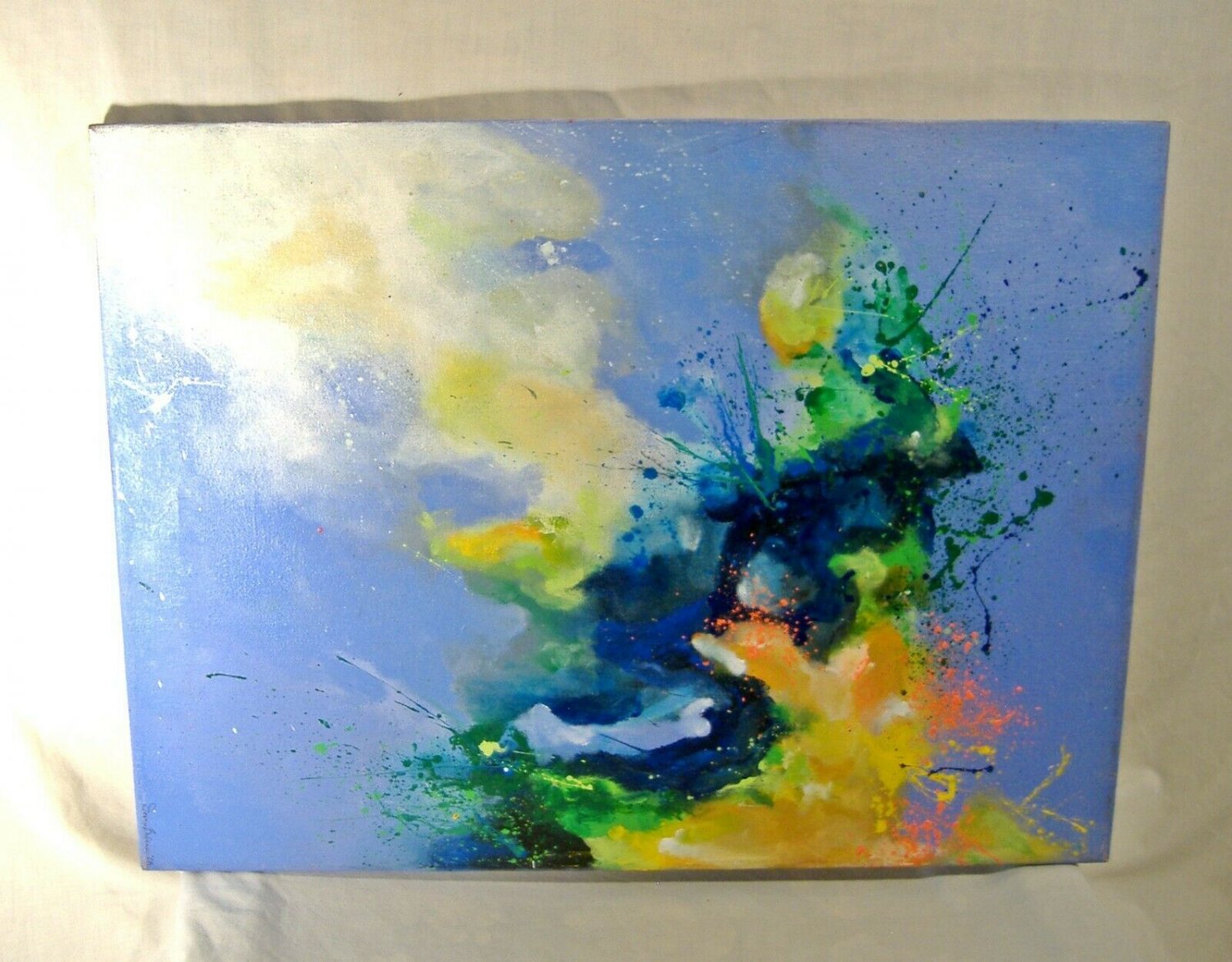 Abstract Finger Painting Acrylic Stretched Canvas Florida Artist