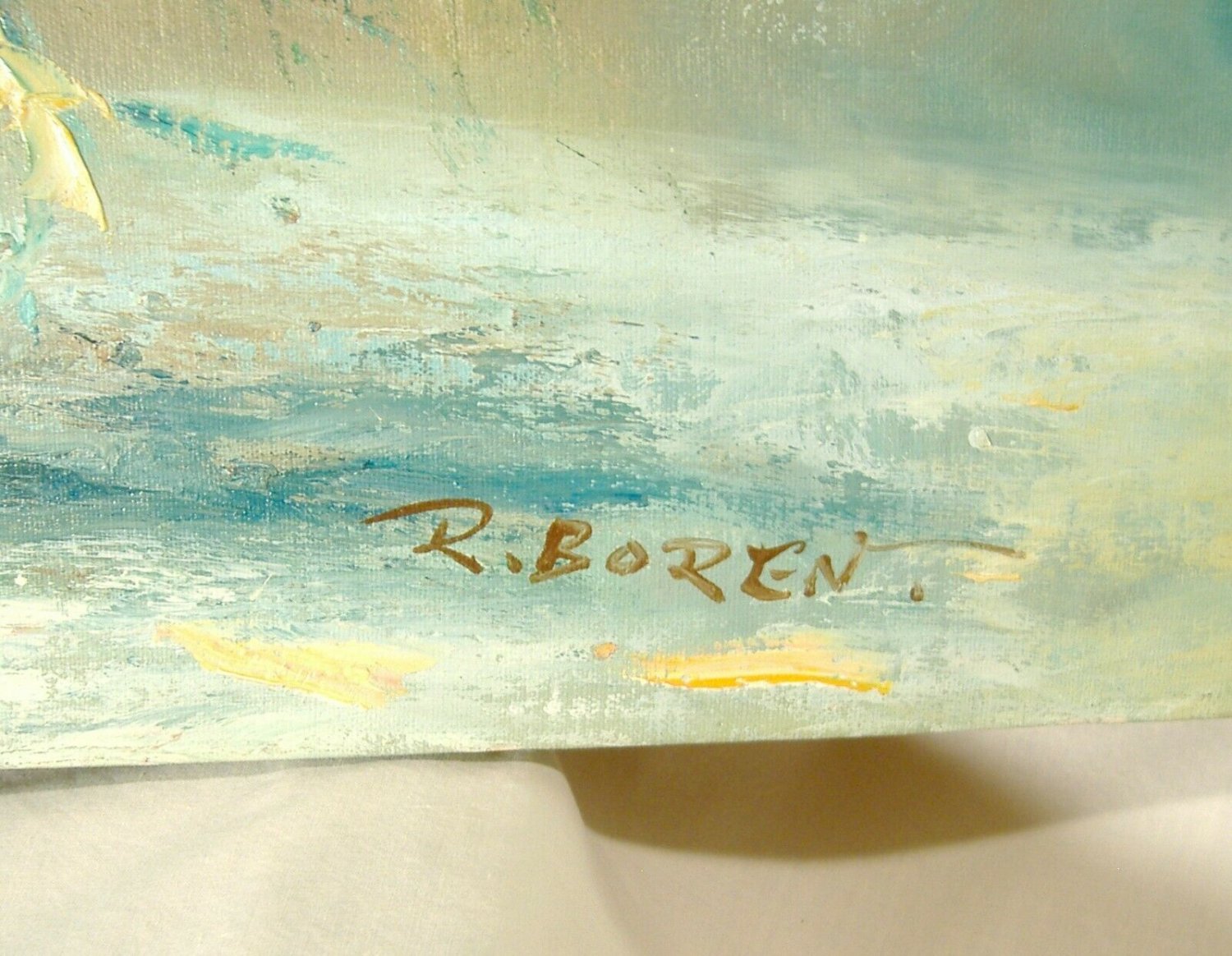 R. Boren Floral Oil Painting Vintage Sill Life Modern Impressionist 36"