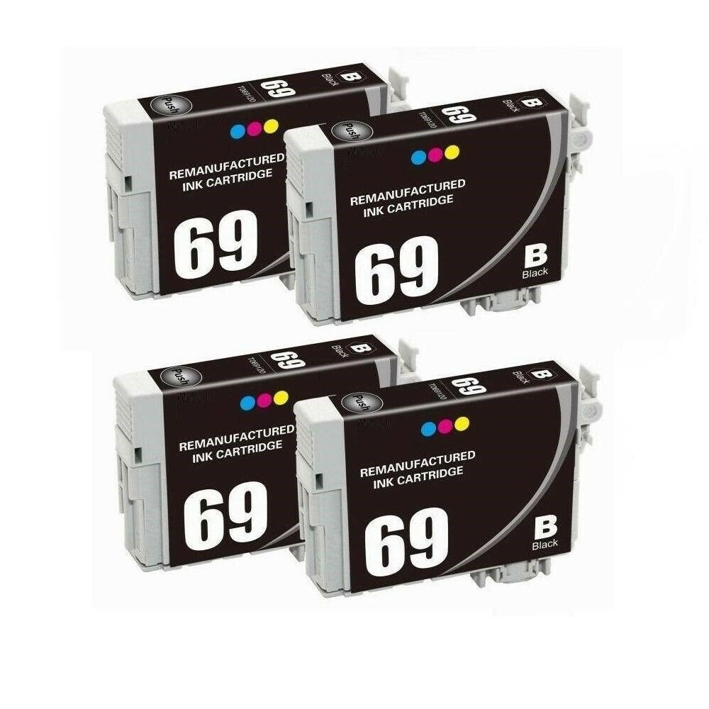 4 Pack For Epson 69 / 691 / T0691 Black Ink Cartridges