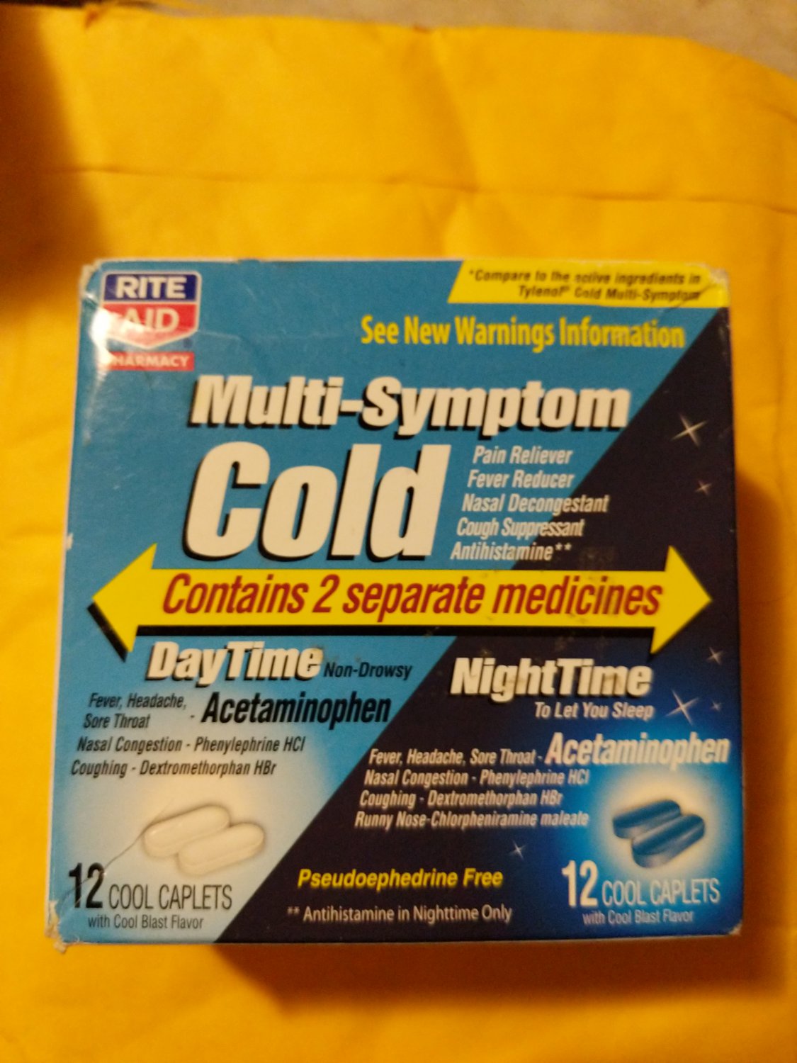 Rite Aid Multi-Sympton Cold~NightTime 12 Caplets~DayTime 12 Caplets ...