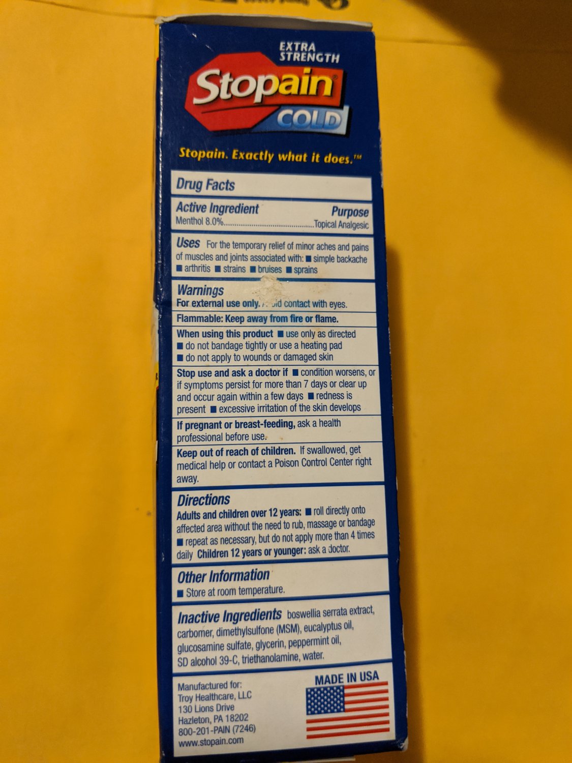STOPAIN COLD PAIN EXTRA STRENGTH ROLL ON 3 OZ. STOP PAIN~ EXPIRED 11/ ...