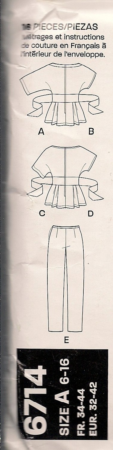 New Look 6714 Misses Tops and Pants - Sz. 6-16 - Summer Separates