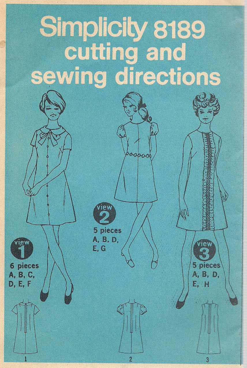 Vintage simplicity 8189 Misses Dress - 1969 - Sz. 10