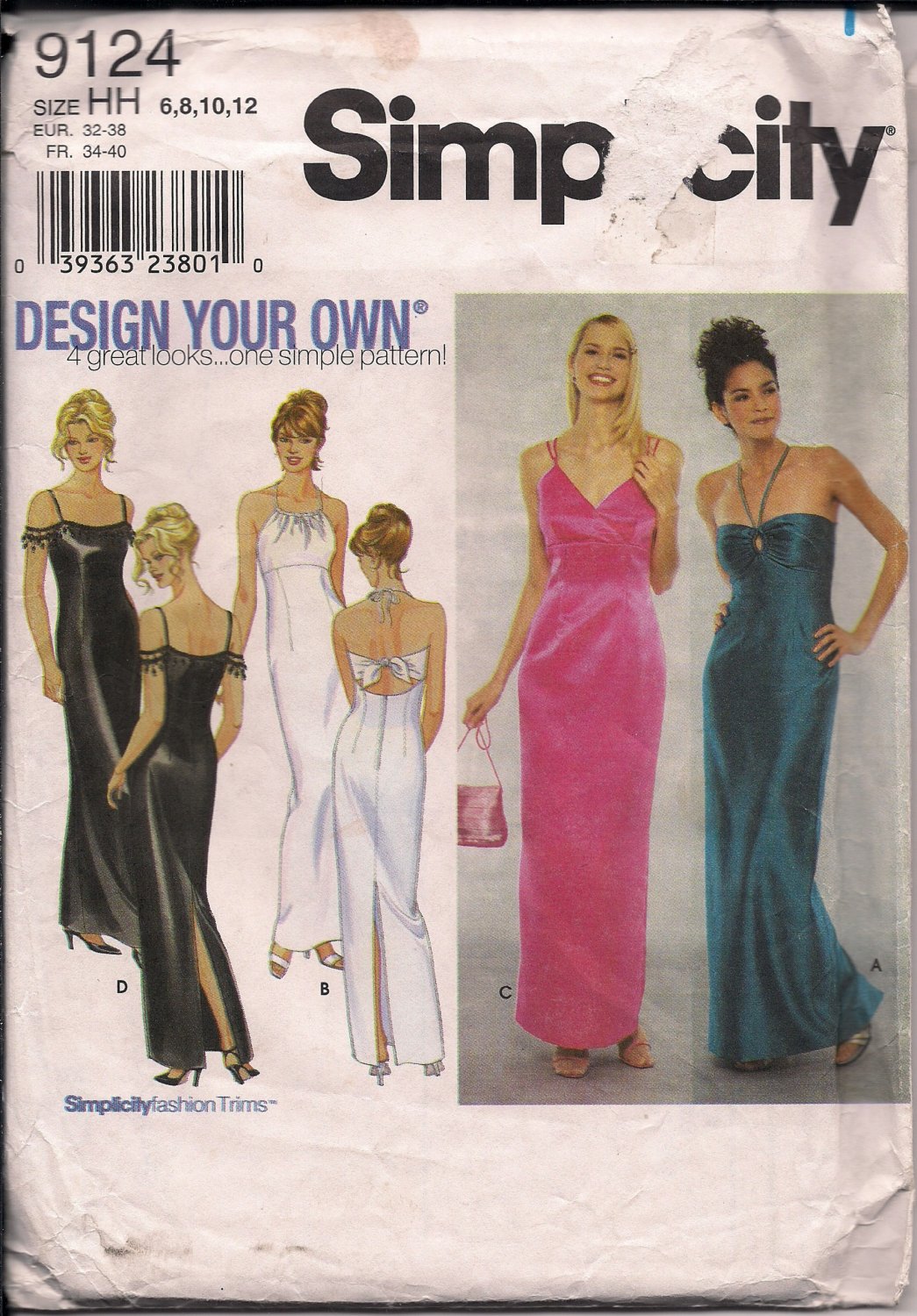 Simplicity 9124 Misses Gown, Prom Dress - Sz. 6, 8, 10, 12