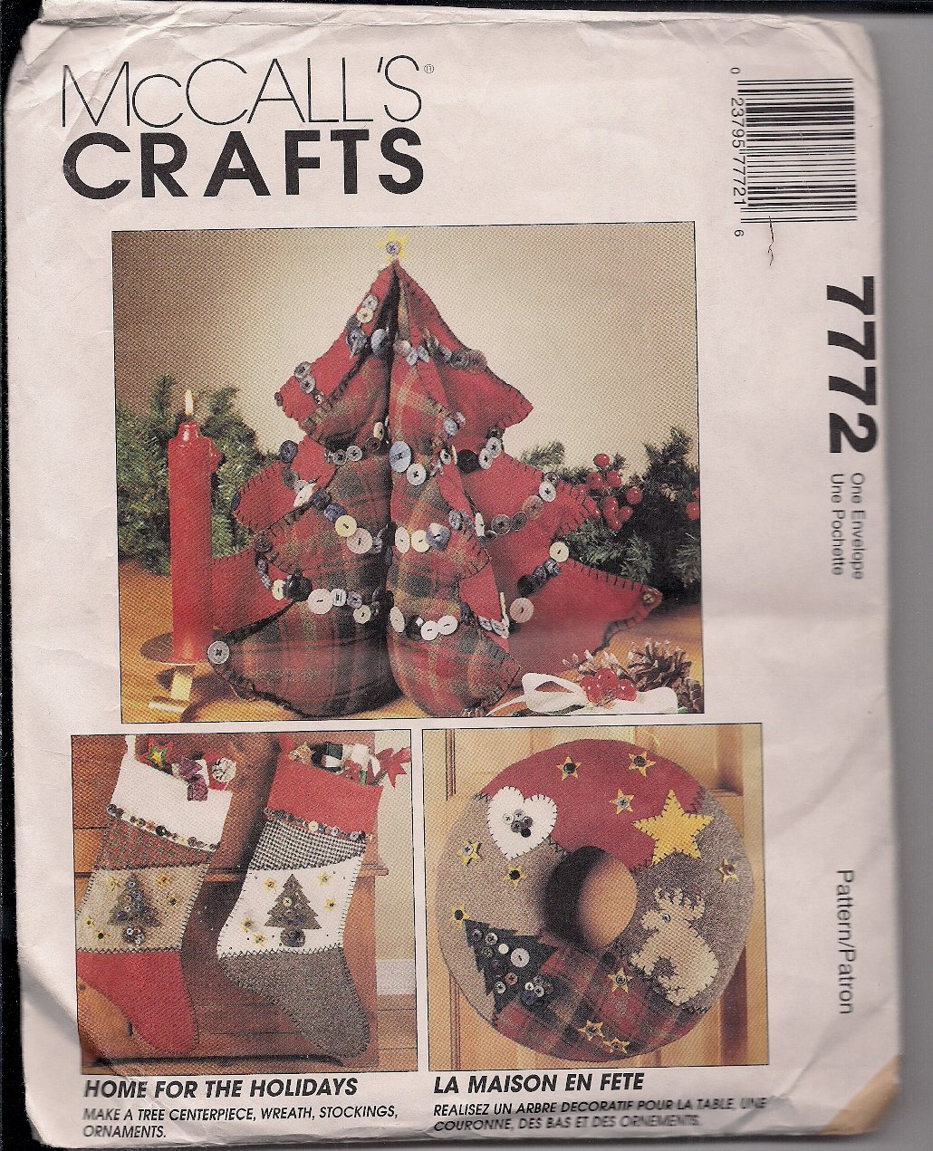 McCalls 7772 Christmas Patterns - Tree, Wreath, Tree Skirt, Stocking and More