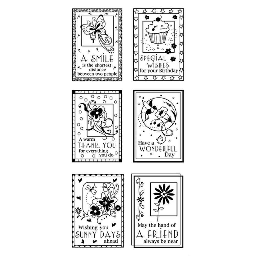 inkadinkado 99520 Boxed Wishes - 6 clear stamps - birthday thank you ...