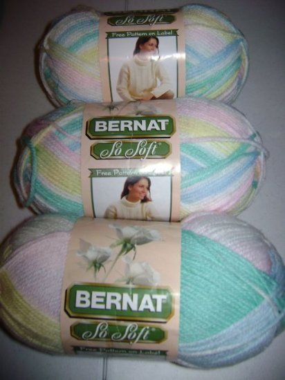 Bernat SO Soft yarn 3 Skeins BABY WONDER