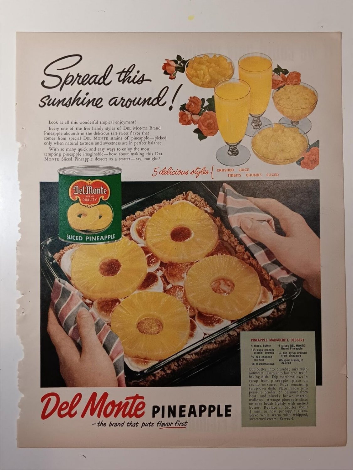 Vintage Del Monte Pineapple Ad APRIL 1951 BH&G Magazine
