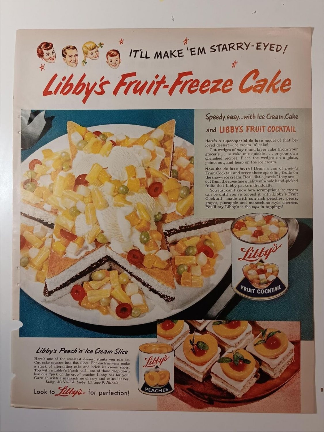 Vintage 2 Side Libbys Fruit Cocktail & Bordens Brand Ad APRIL 1951 BH&G ...