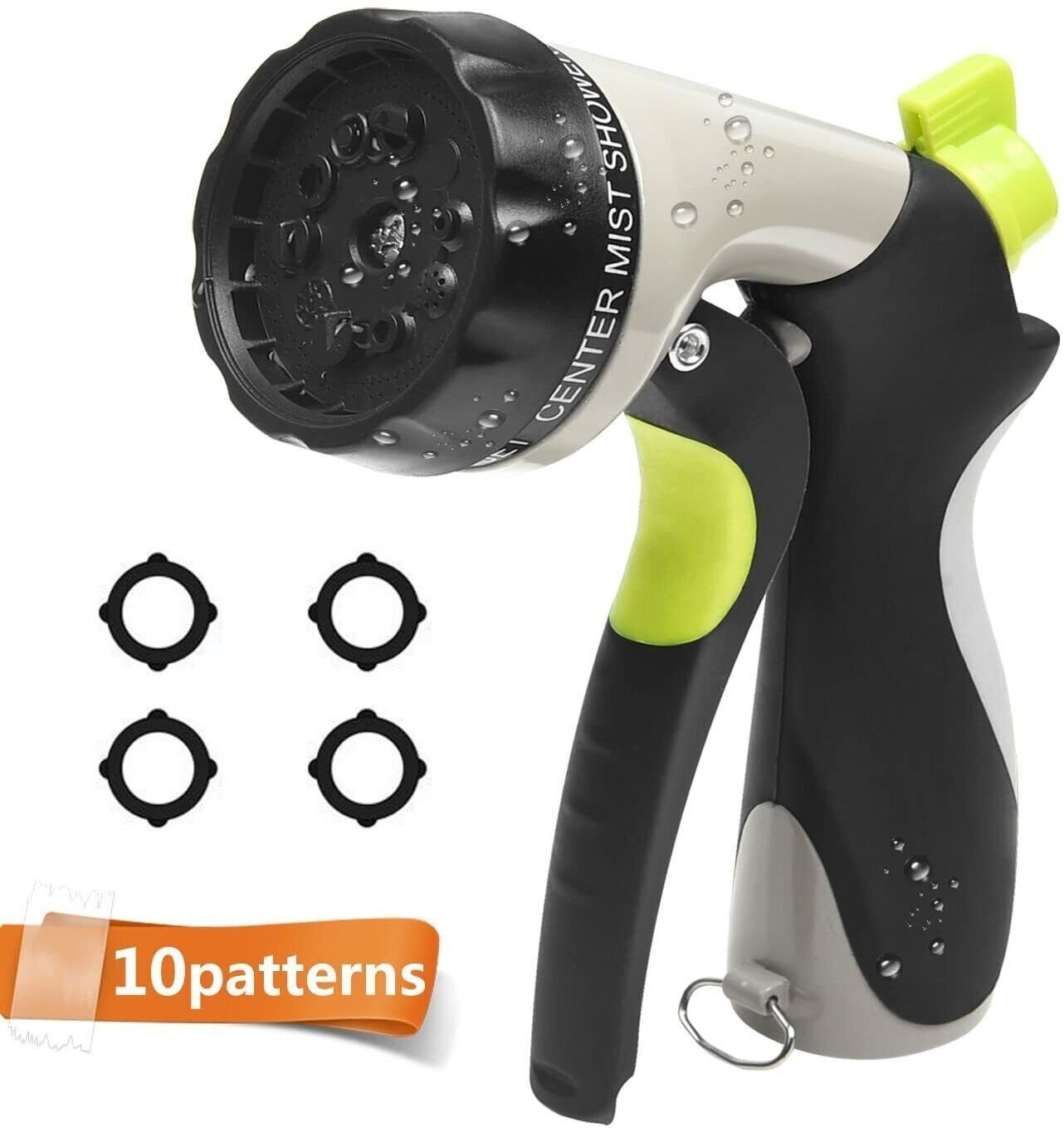Garden Hose 10 Pattern Spray Nozzle 10 Watering Patterns Metal Lawn ...