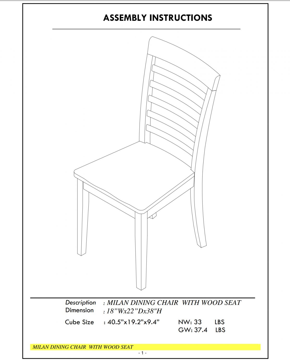 Milan Dinette Kitchen Set, Table 36"x 54" with 4 Chairs in Mahogany ...