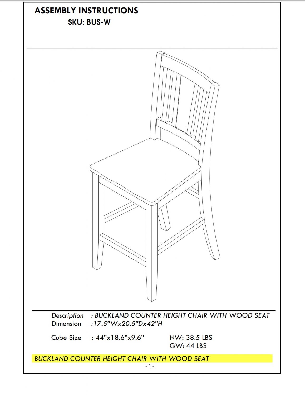 3pc Buckland rectangular counter height table + 2 wood seat chairs in ...