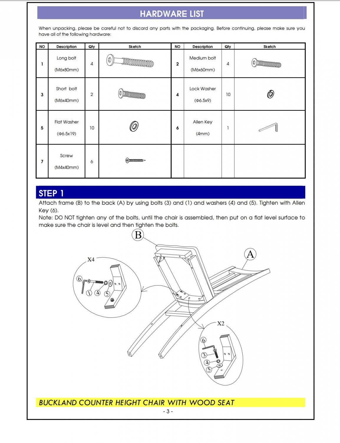 3pc Buckland rectangular counter height table + 2 wood seat chairs in ...