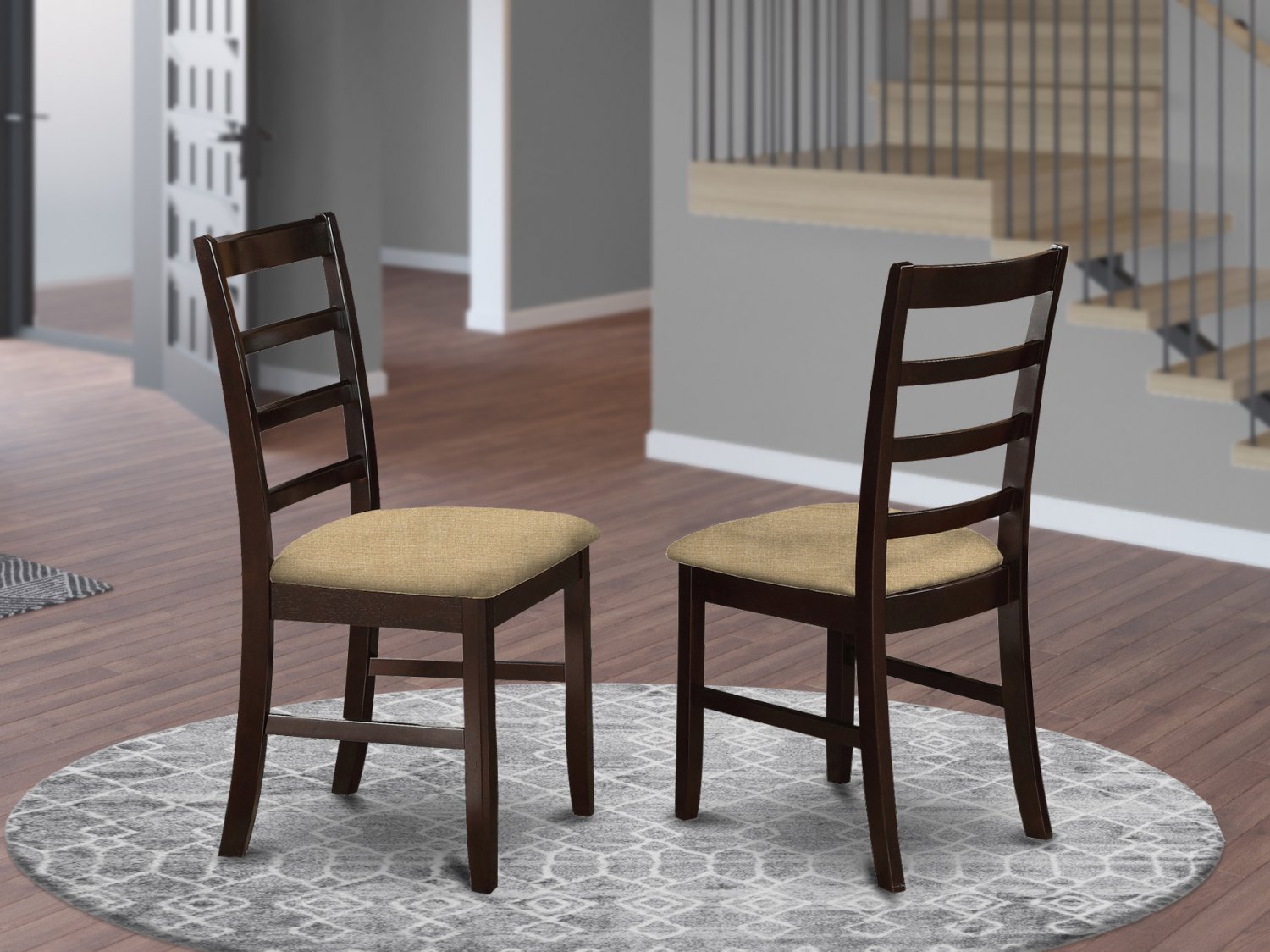 Set of 2 Parfait dinette dining chairs with fabric upholstered seat in ...