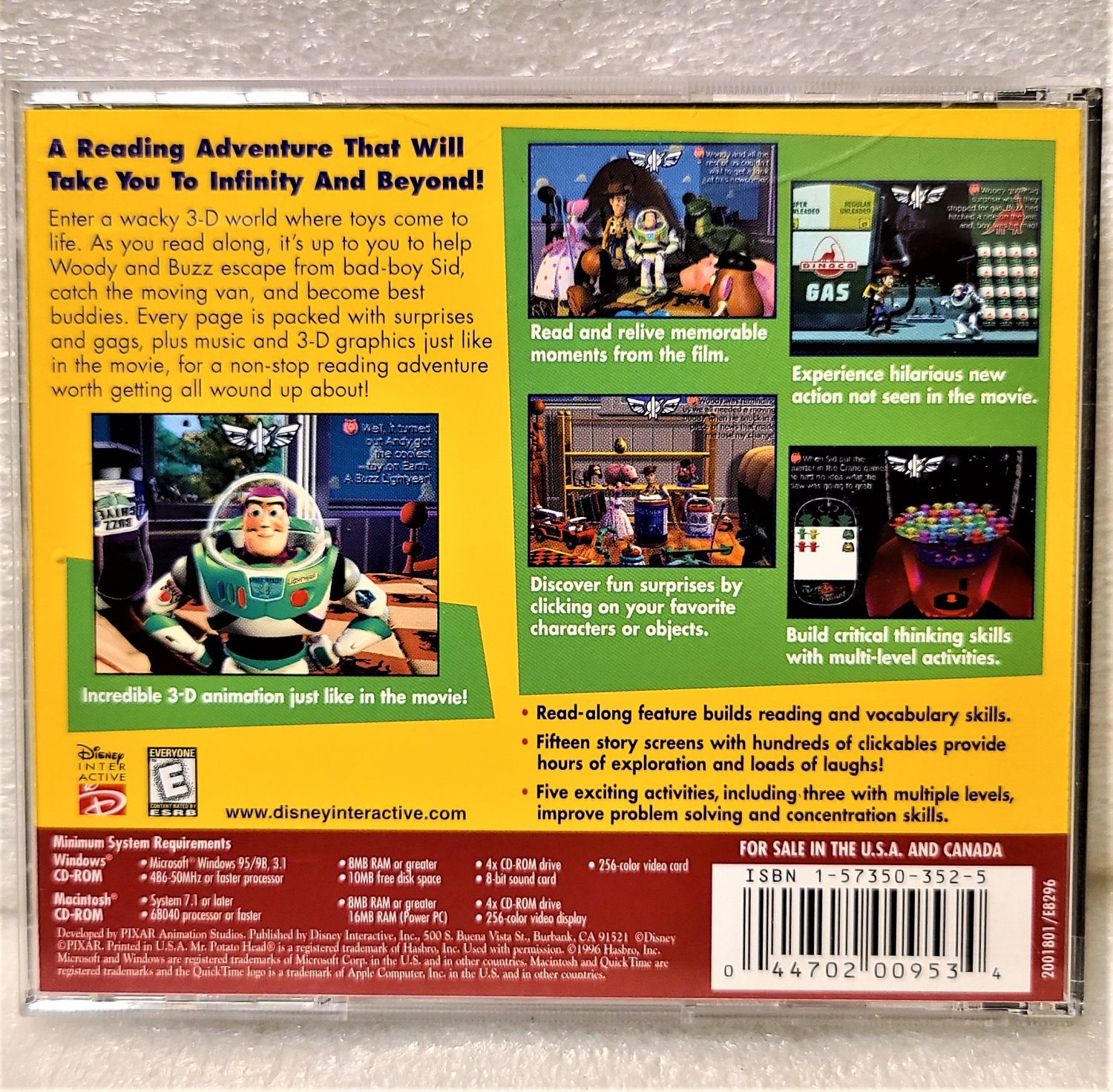 Vintage Disney Toy Story Animated Storybook Video Game CD ROM Win MAC ...